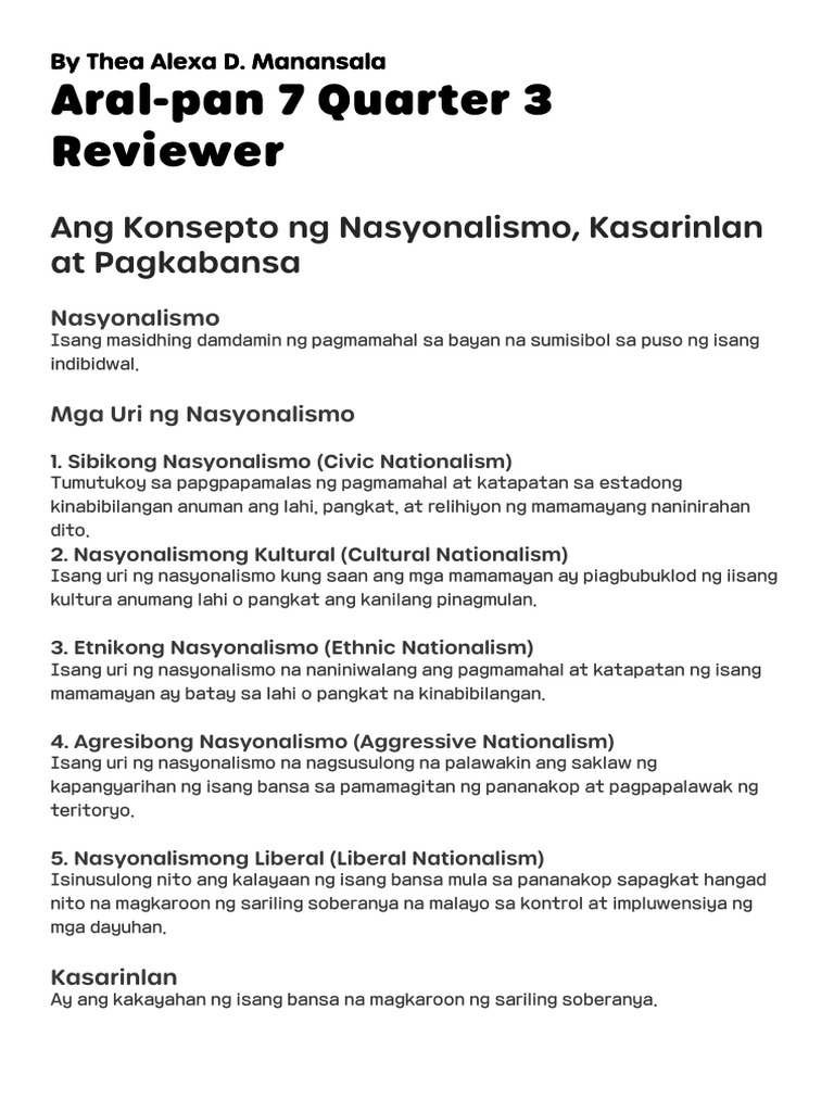 Ap q3 Reviewer | PDF