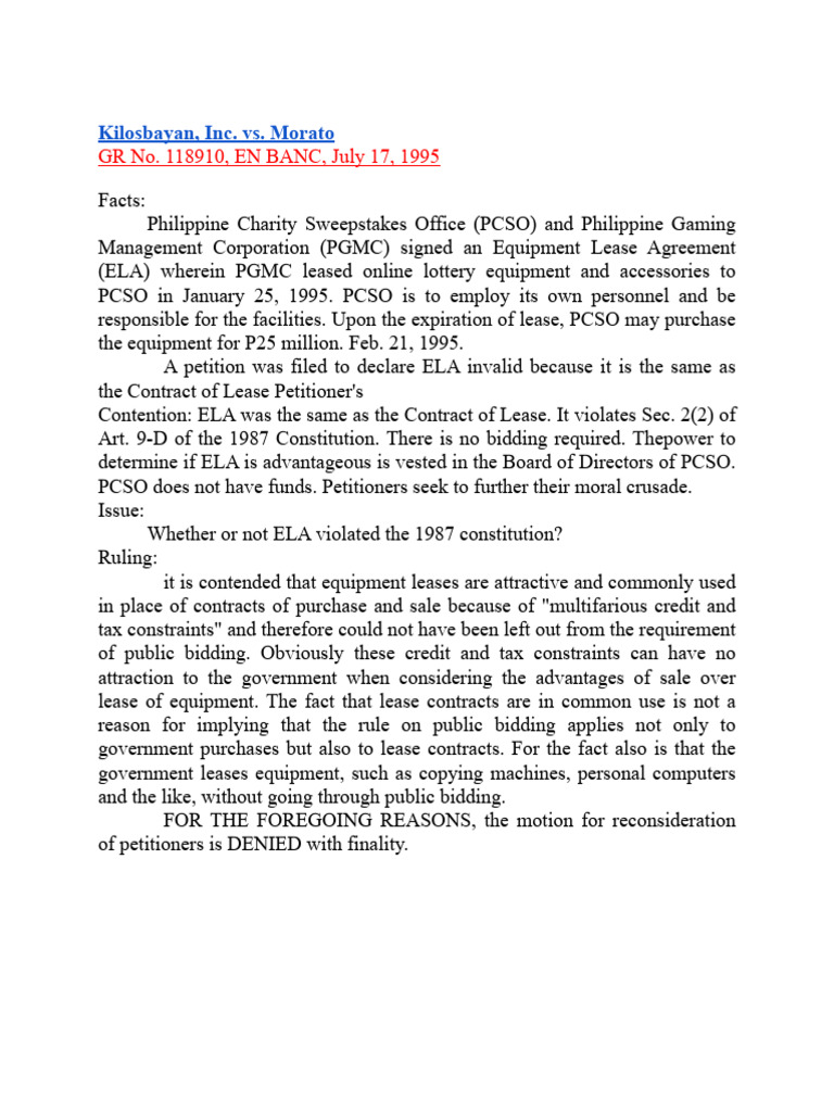 Kilosbayan vs. Morato | PDF