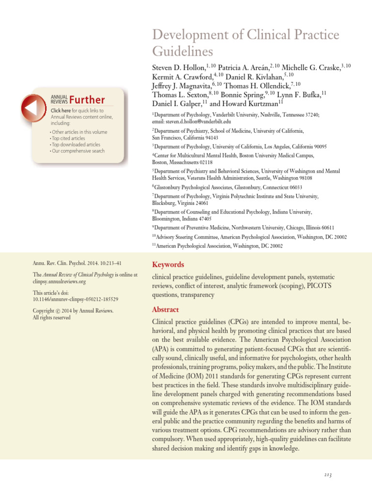 Development of Clinical Practice Guidelines | PDF | Evidence Based Medicine | Psychology
