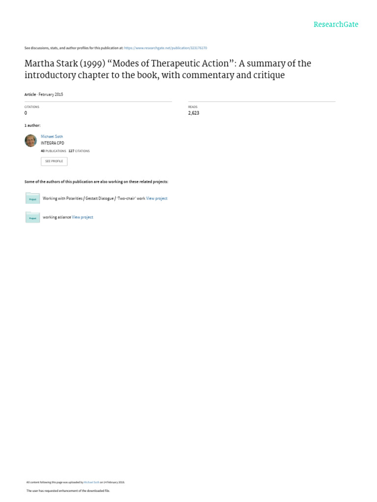 Soth2015 Martha Stark-Book Intro Summary Critique | PDF | Psychotherapy ...