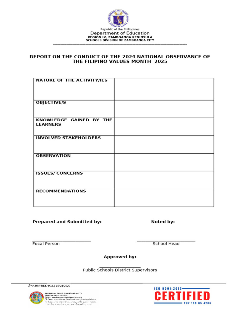 2024 Filipino Values Month Report | PDF