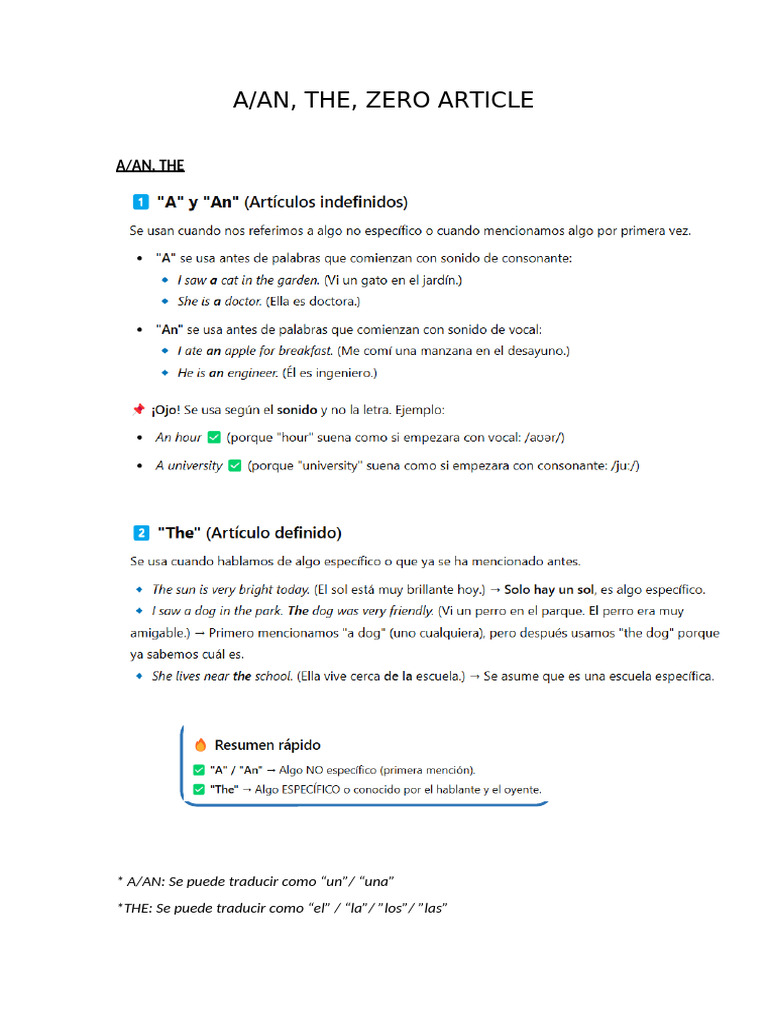 A, An, The, Zero Article | PDF