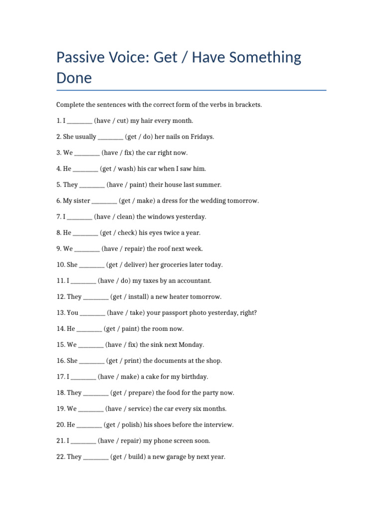 Exercises on Have/Get Something Done | PDF
