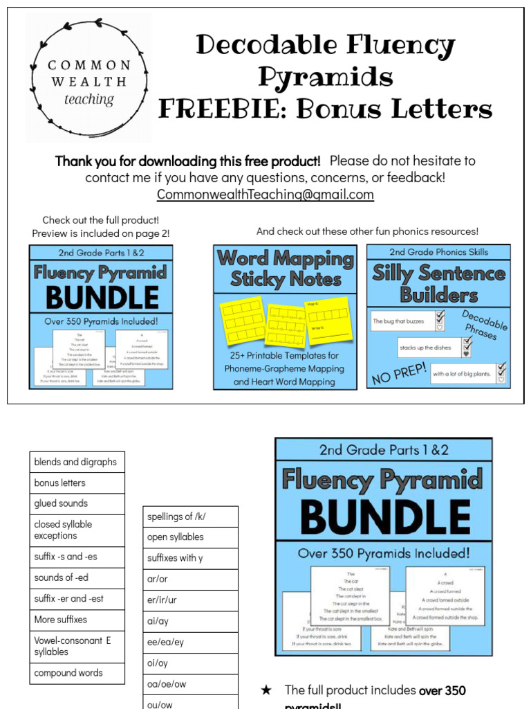 Decodable Fluency Pyramids FREEBIE: Bonus Letters | PDF | Phonics ...