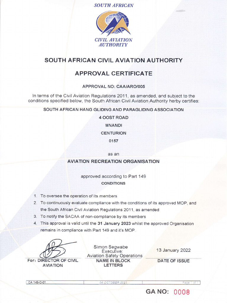 SAHPA ARO Certificate | PDF