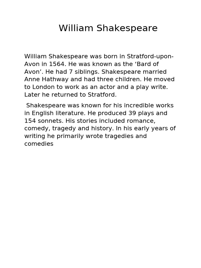 Shakespeare: Life, Works, and Legacy | PDF