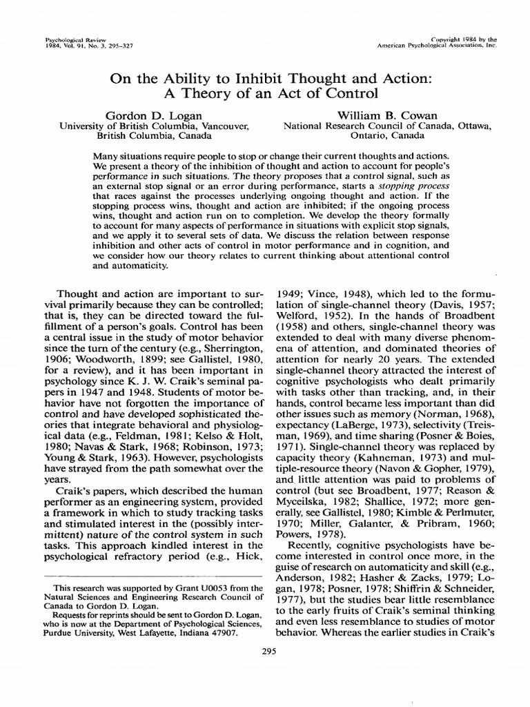 logan1984 | PDF | Mental Chronometry | Thought