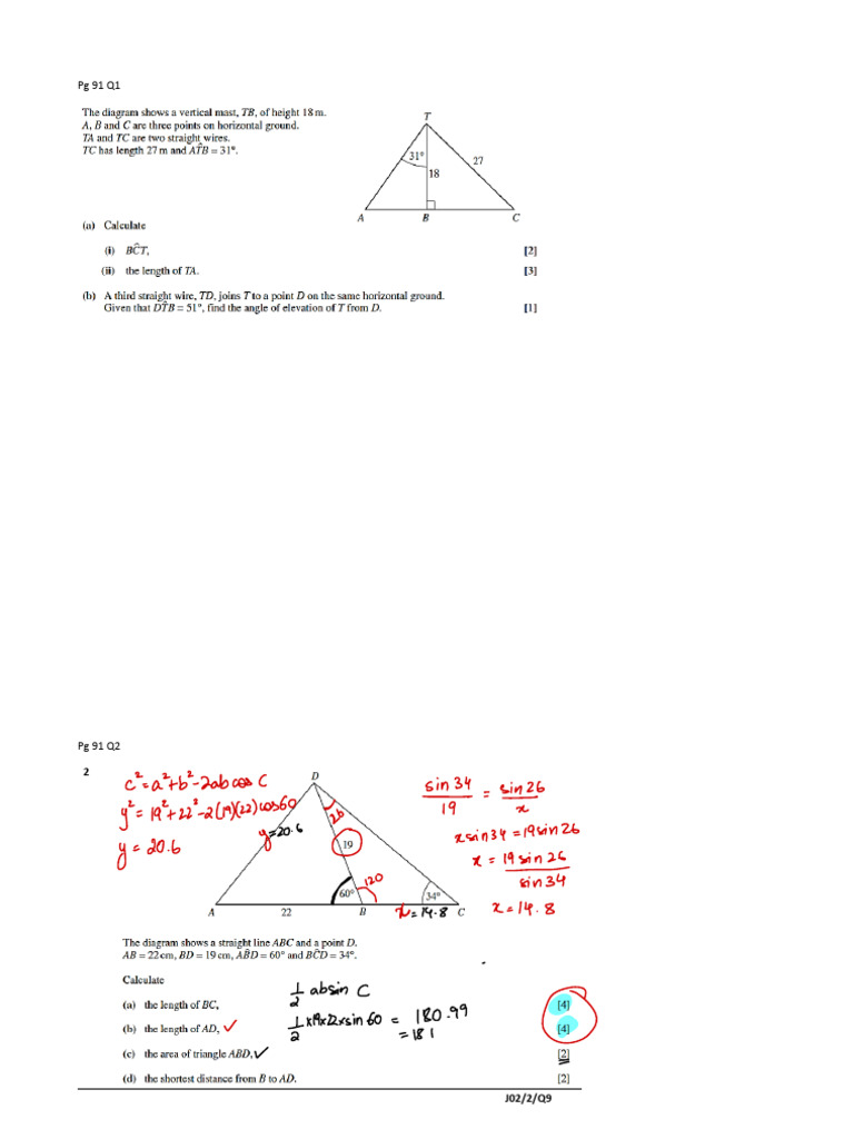 Trigonometry O Level 2021-2022 | PDF