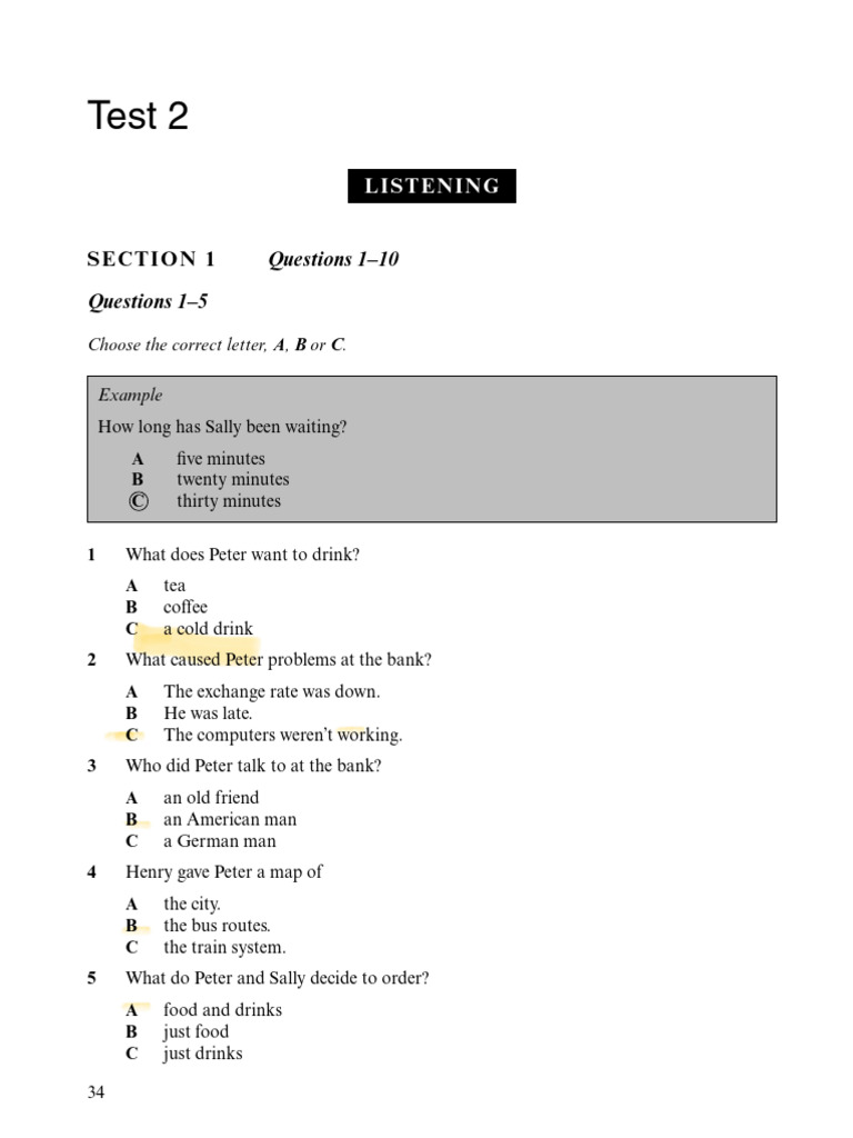 Test 2: Questions 1-10 Questions 1-5 | PDF