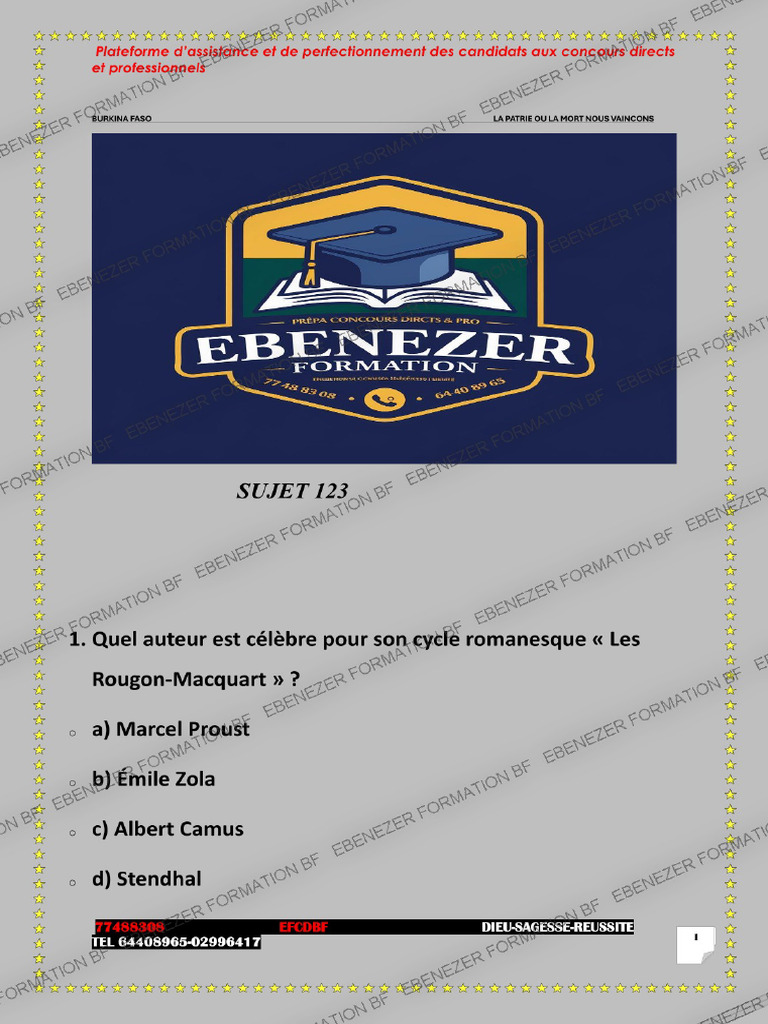 Ebenezer Formation Sujet 123 | PDF