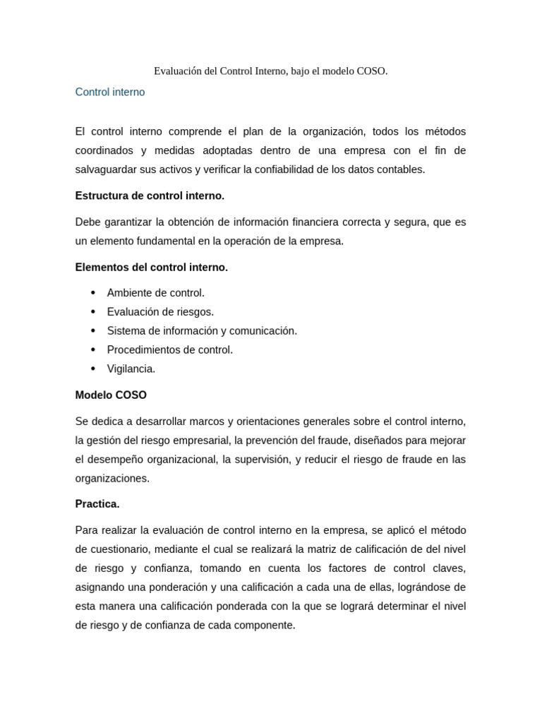 MODELO COSO | PDF | Business | Contabilidad