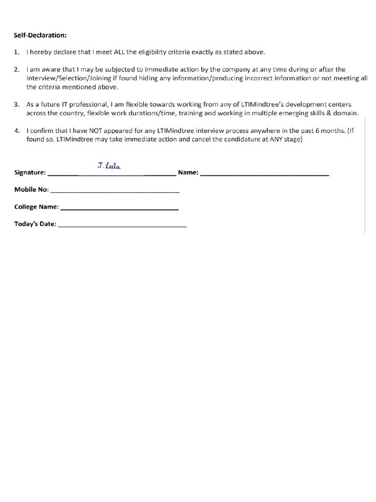 Eligibility Declaration Form | PDF