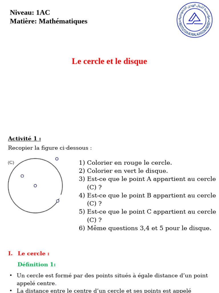 Différence entre cercle et disque | PDF | Cercle | Triangle