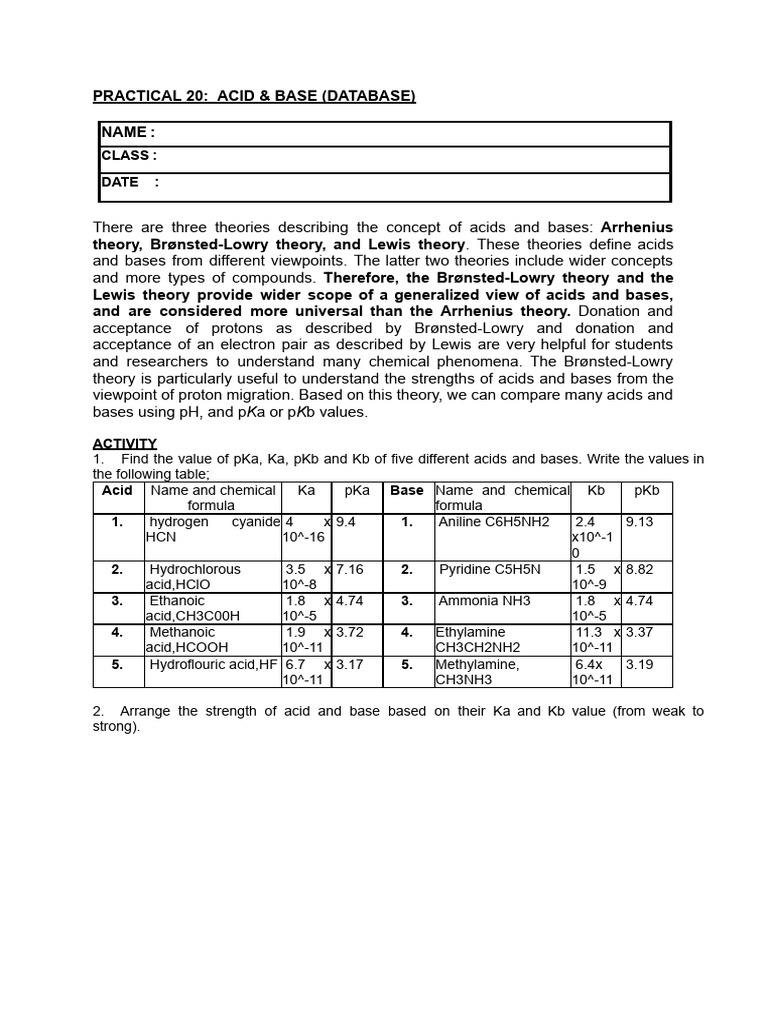 Acids and Bases: Theories and Activities | PDF | Acid | Acid ...
