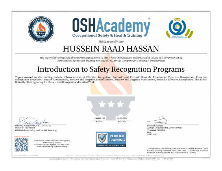 HUSSEIN RAAD HASSAN - Course - 117 | PDF | Psychology | Psychological ...
