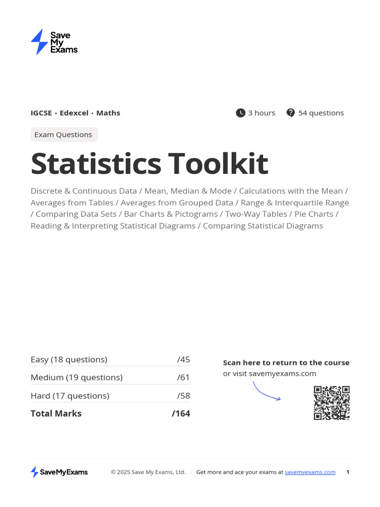 IGCSE Statistics Exam Questions Guide | PDF | Mean
