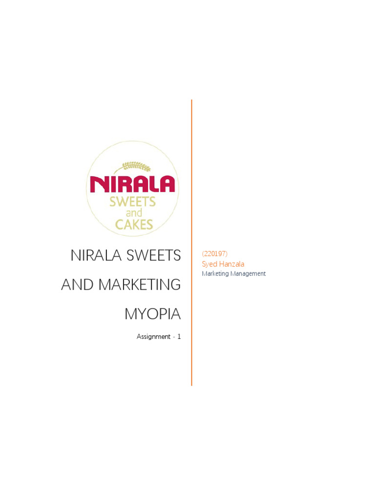 Nirala Sweets and Marketing Myopia | PDF | Marketing | Brand