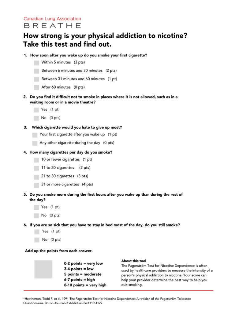 Fagerstrom Test For Nicotine Dependence | PDF