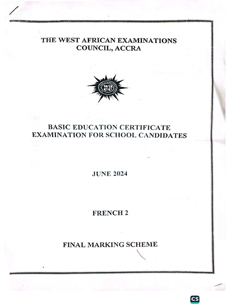 BECE-French-2024-marking-scheme | PDF