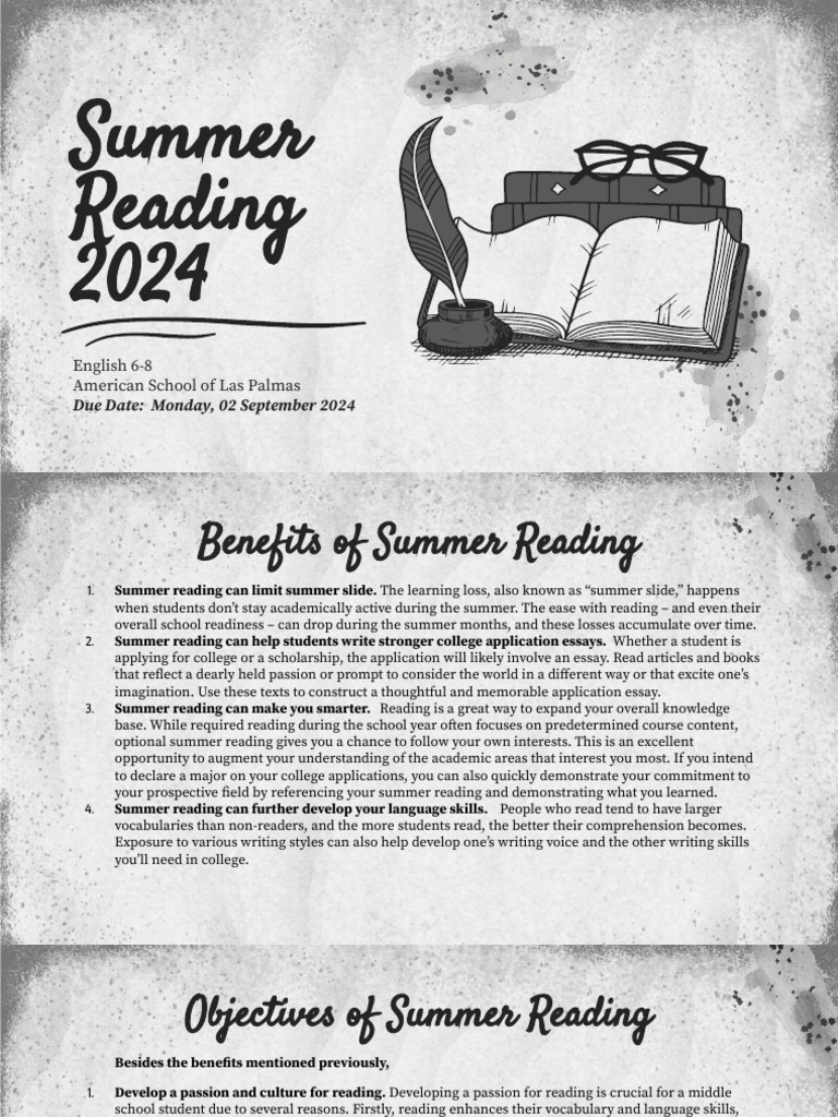 Middle School Summer Reading 2024 | PDF | Reading Comprehension | Cognition