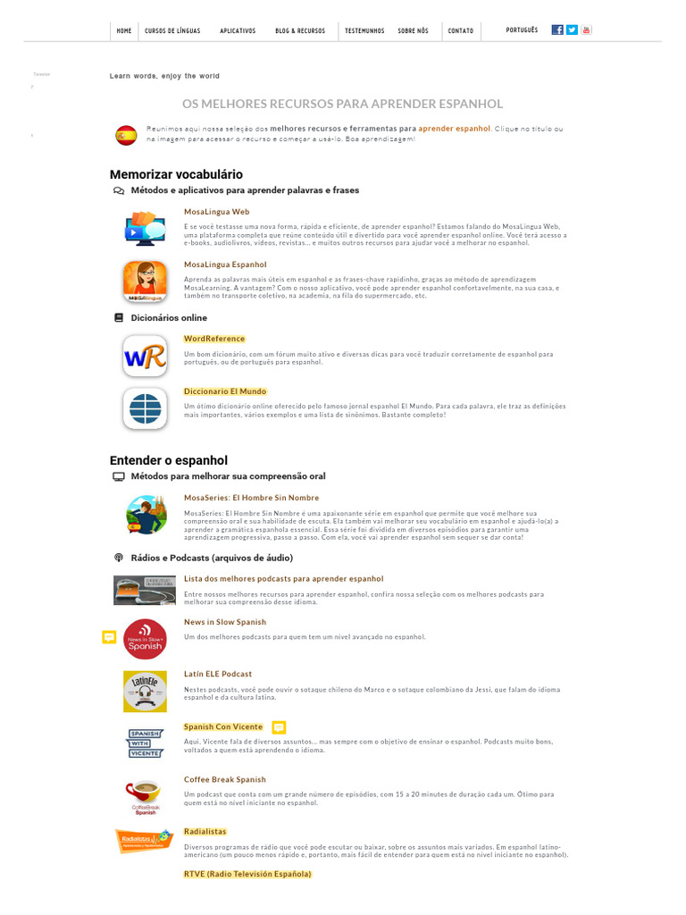 Recursos Eficazes para Aprender Espanhol | PDF | Espanhol (idioma ...