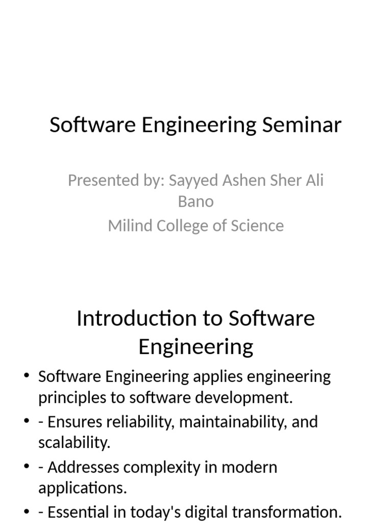Software Engineering Seminar Updated | PDF