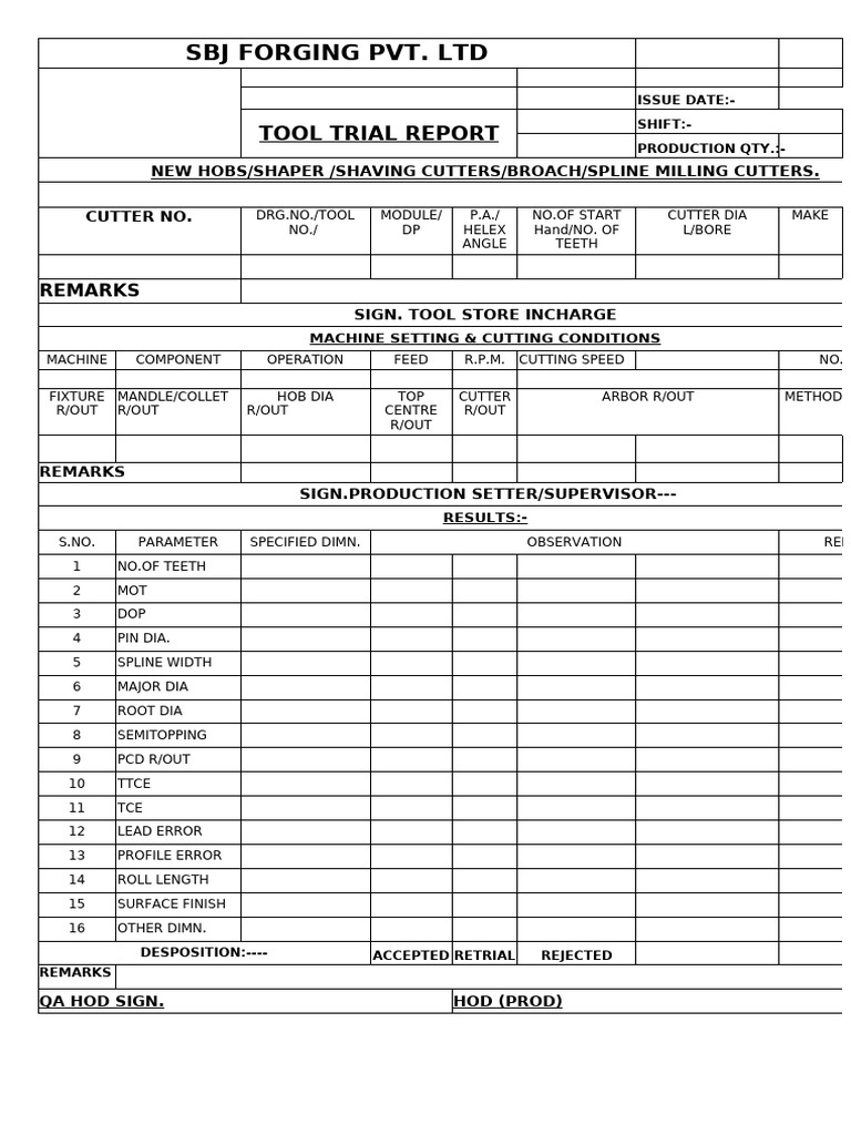 Tools Trial Reports | PDF