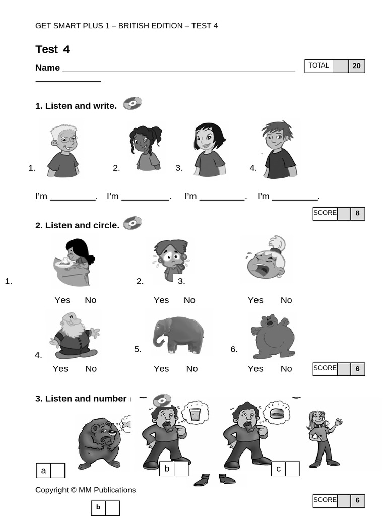 Get Smart - Plus - 1 - Brit - Test 4 | PDF