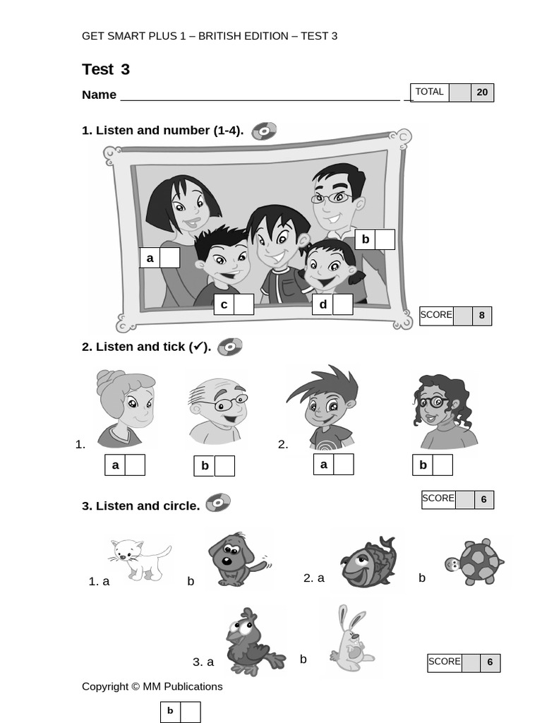 Get Smart - Plus - 1 - Brit - Test 3 | PDF
