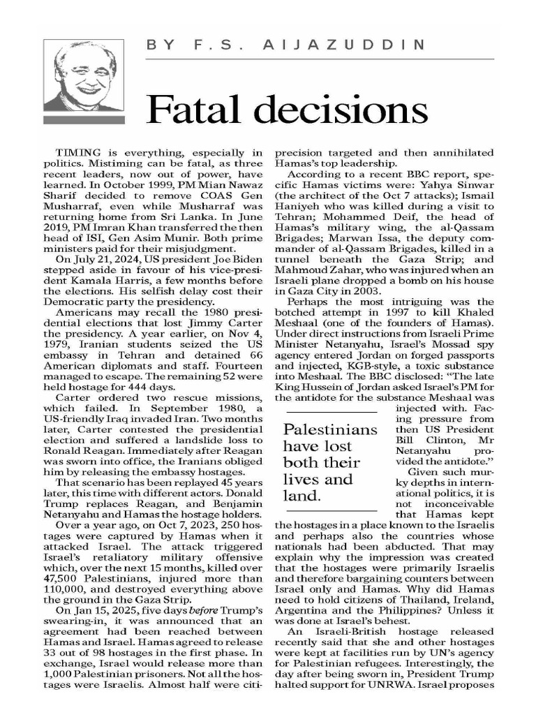Dawn-ePaper _ Feb 06, 2025 _ Fatal Decisions | PDF