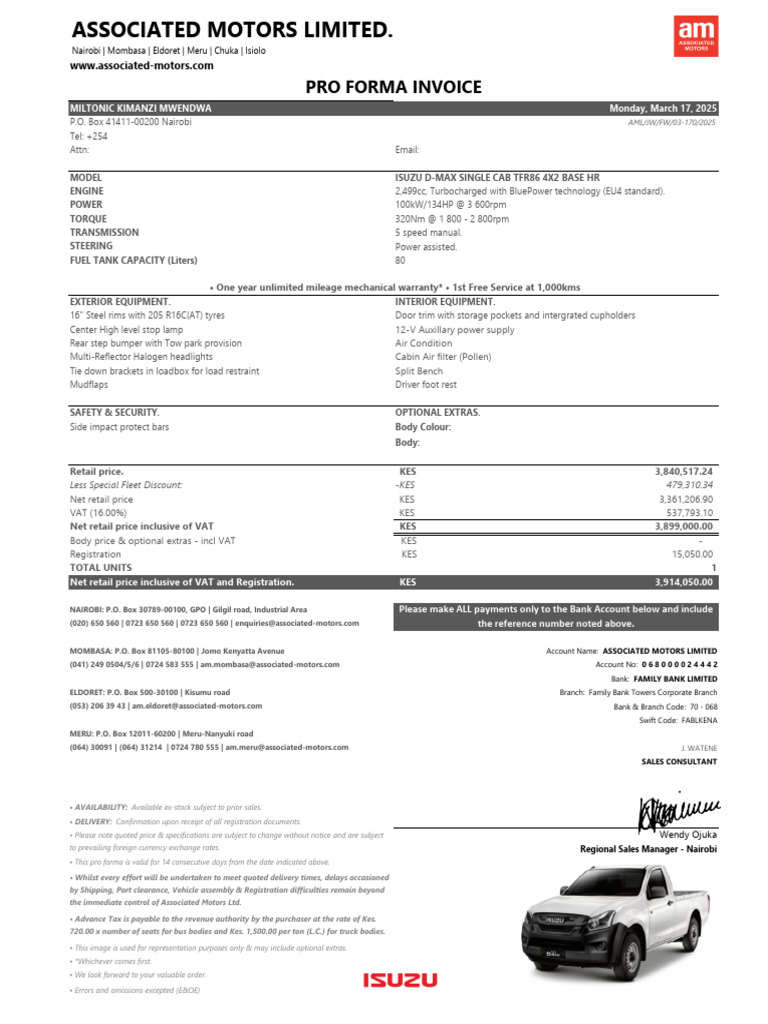 Amlq 170 TFR 86 SC E4 - Miltonic Kimanzi Mwendwa | PDF | Vehicle Technology | Motor Vehicle
