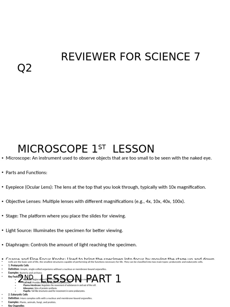 Microscope and Cell Biology Overview | PDF | Meiosis | Mitosis
