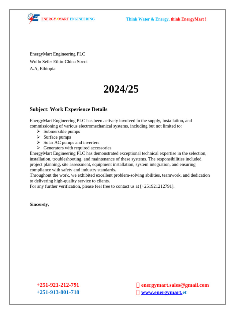 EME Work Ex 2024(25) | PDF