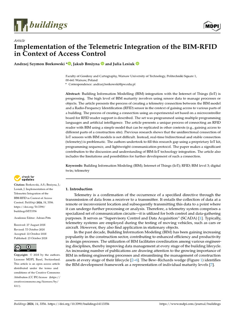 Implementation of The Telemetric Integration of The BIM-RFID in Context ...
