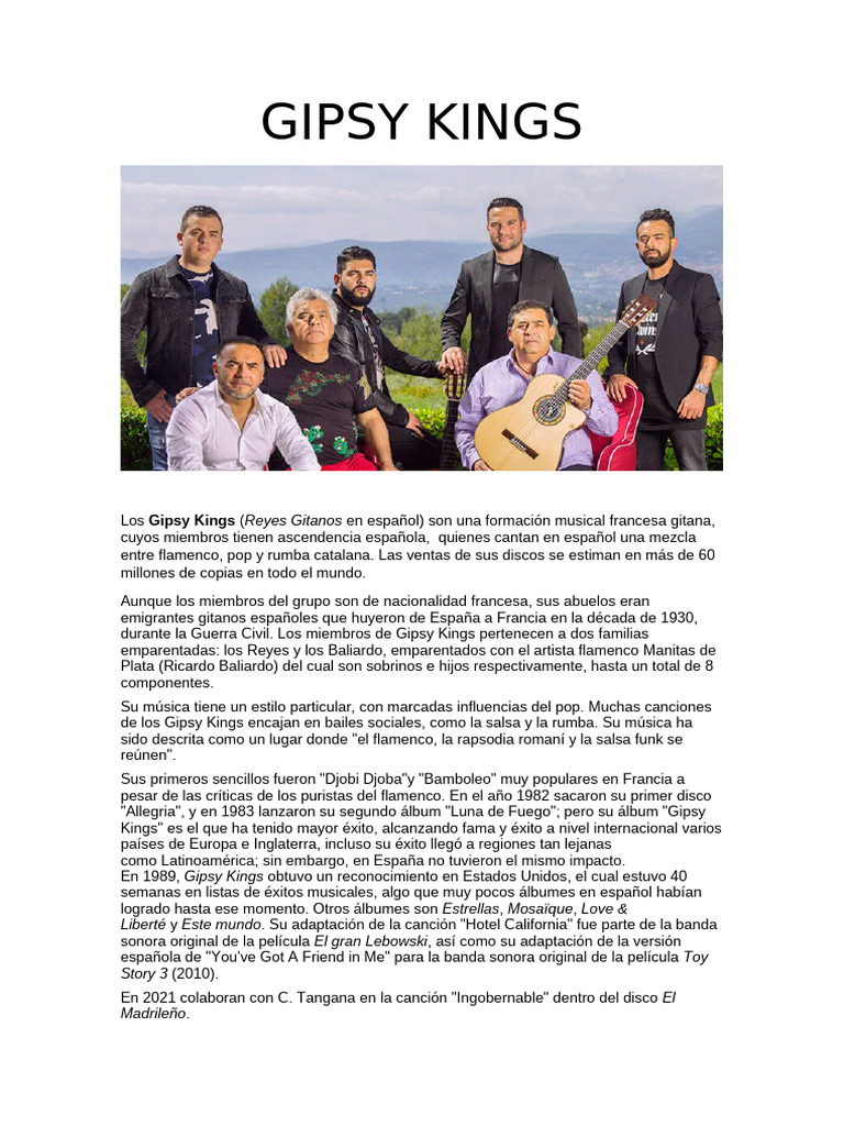 Historia y Origen de Gipsy Kings | PDF | Grabación de sonido | Musica ...