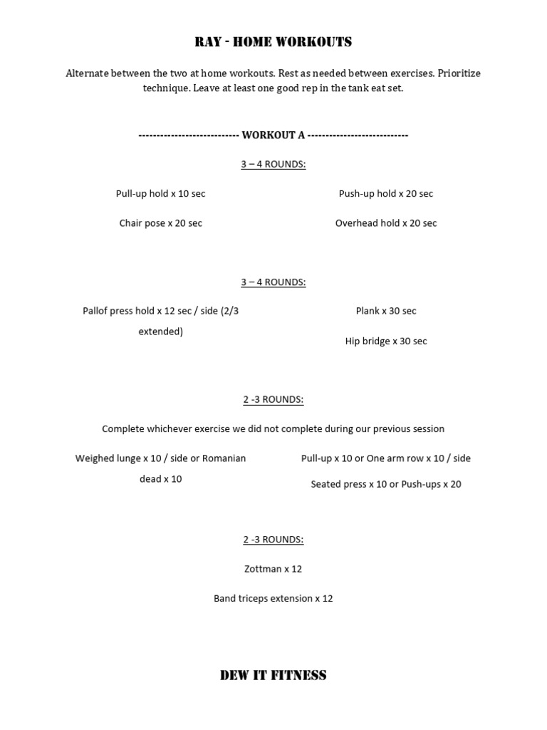 Ray at Home Workouts | PDF | Weight Training | Management Of Obesity