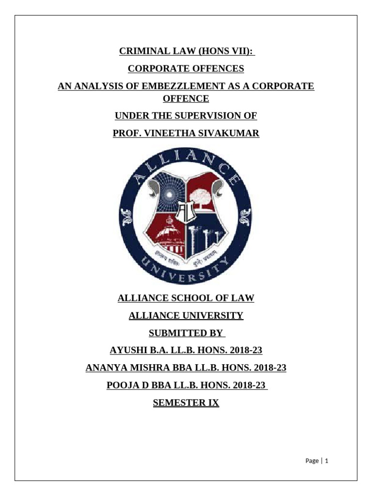 Corporate Offence Project Copy | PDF | Burden Of Proof (Law) | Mens Rea