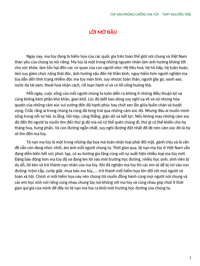 Tap San Phòng Chống Ma Túy 1 | PDF