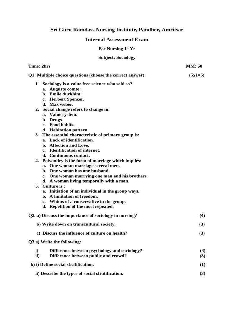 BSC 1st Socio | PDF