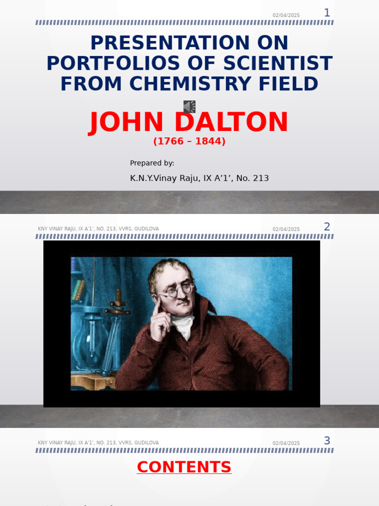 Vinay (213) 9th (A1) Chemistry John Dalton | PDF | Chemistry | Physical Sciences