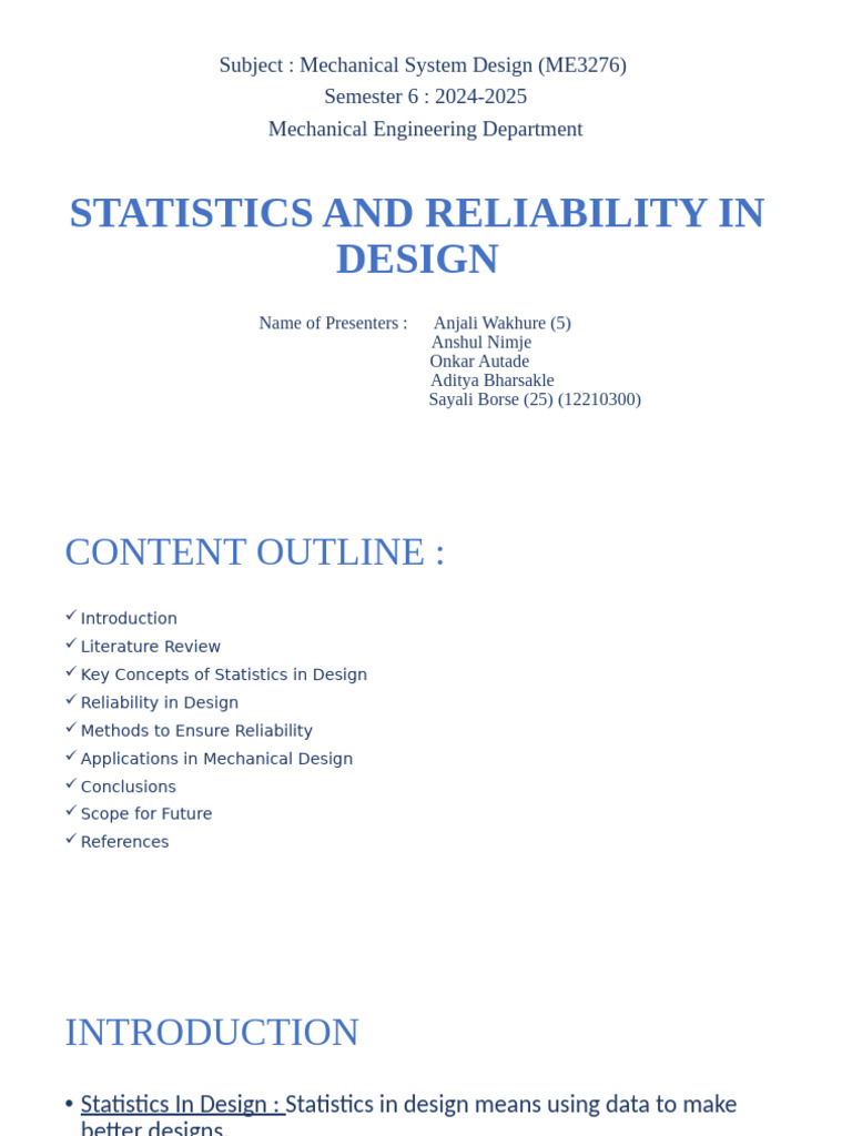 Statistics and Reliability in Design | PDF | Reliability Engineering | Statistics