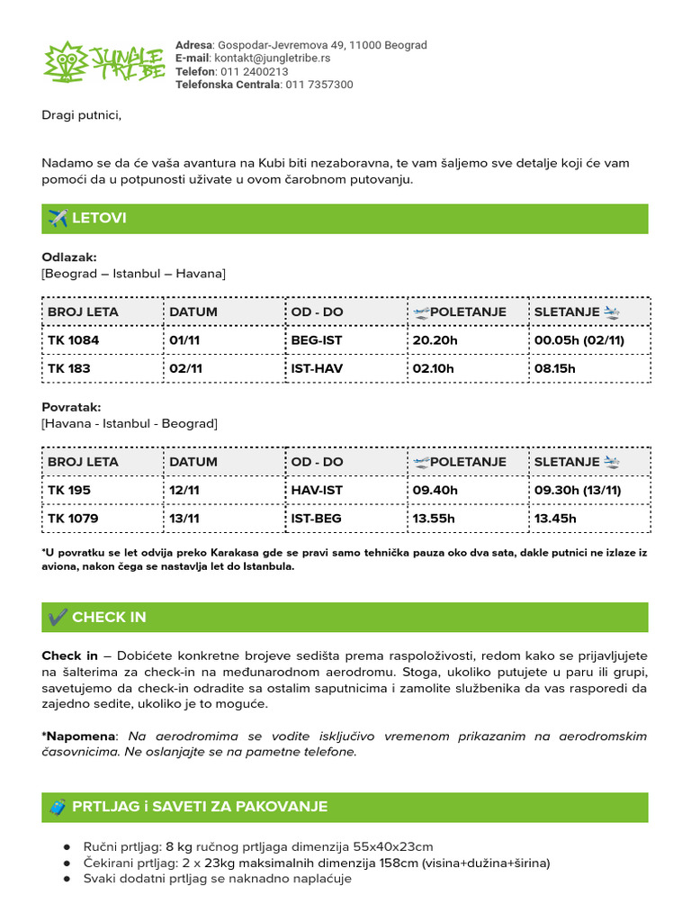 Info Mejl - Kuba Akcija 01.11.2024. | PDF