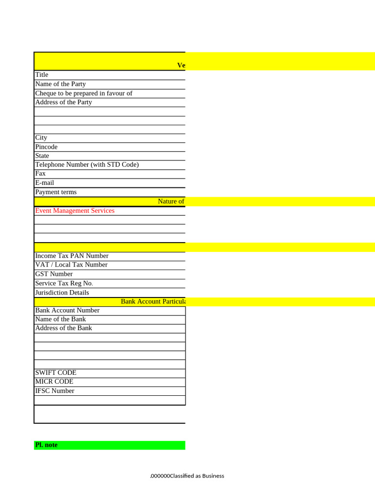 _ Vendor Master Creation Form Danfoss | PDF