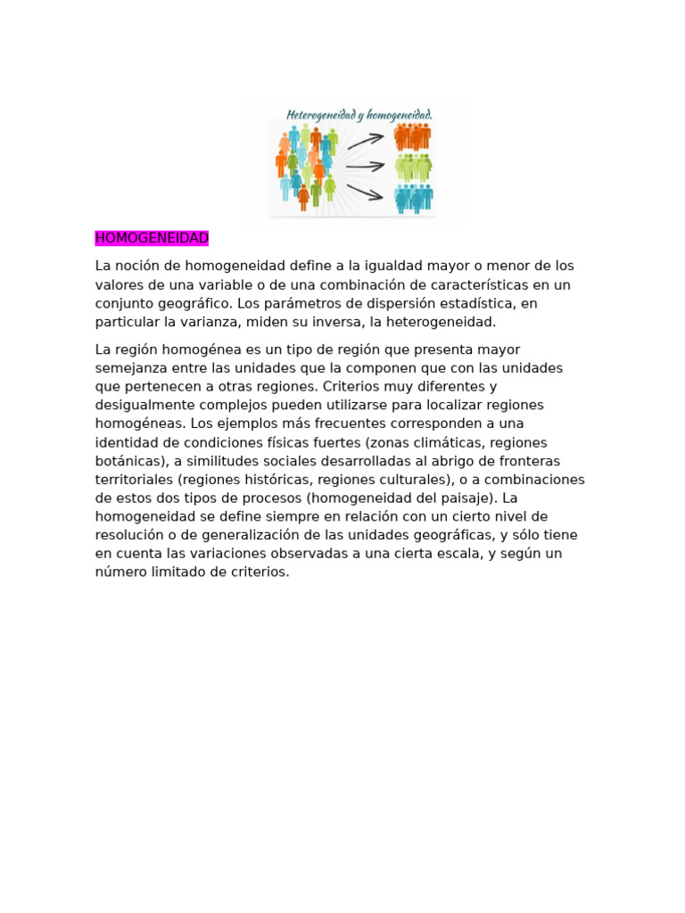 Definición y Tipos de Homogeneidad Geográfica | PDF