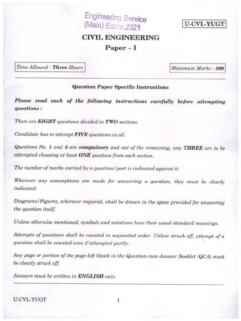 1 2021 CE ESE Main Paper | PDF