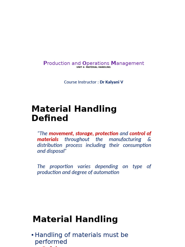 Unit 4 Material Handling | PDF | Logistics | Crane (Machine)