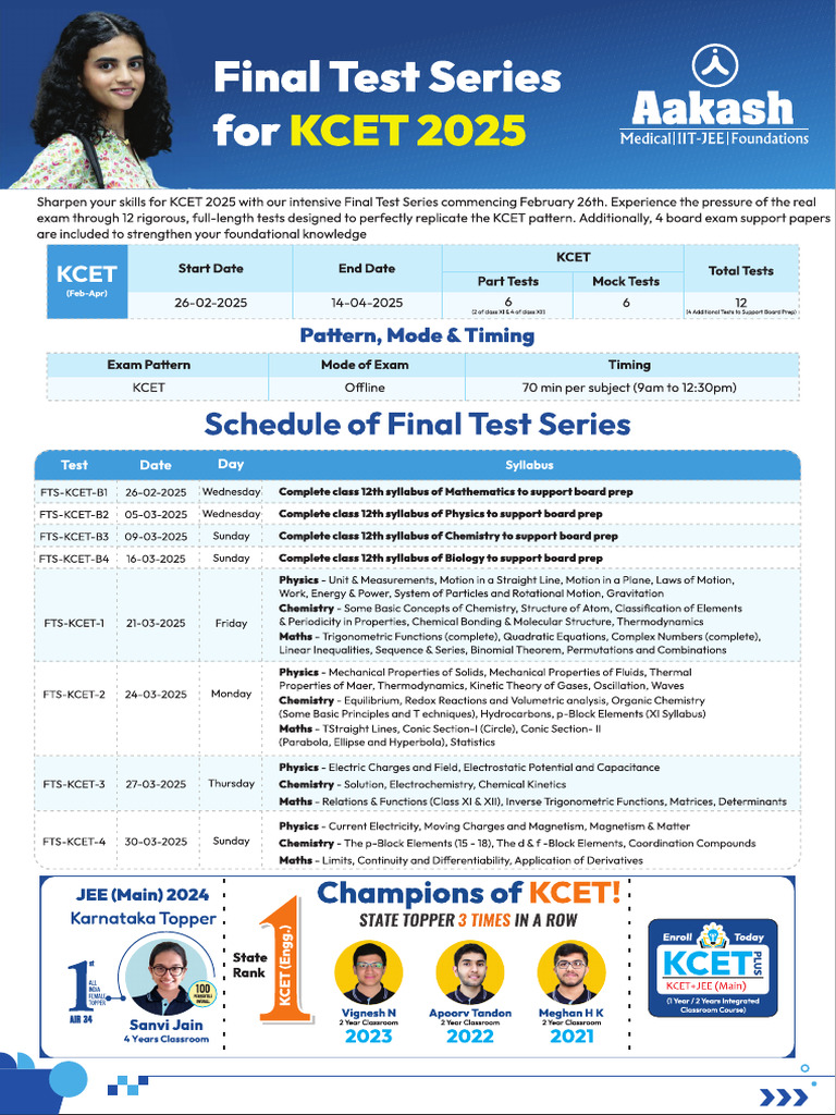 Final Test Series For KCET-2025 | PDF