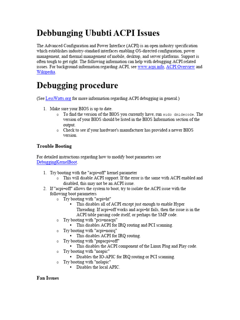 Debugging ACPI on Ubuntu | PDF | System Software | Operating System Technology