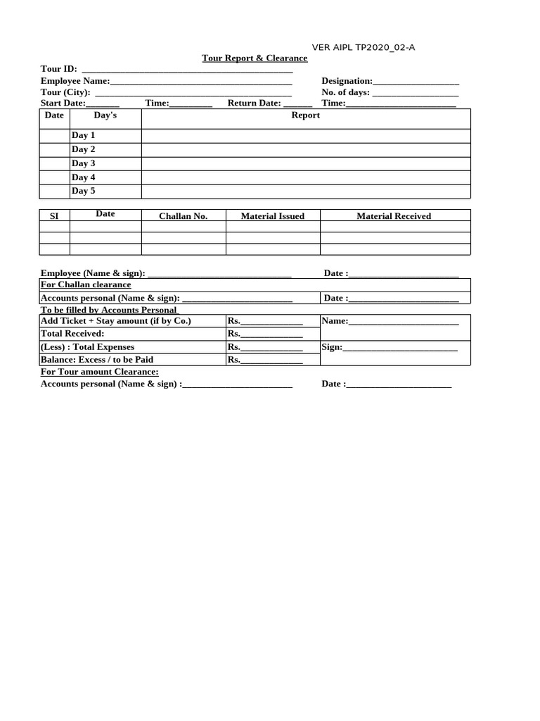 03 TC Tour Clearance Form VER AIPL TP 2020 - 02-A | PDF