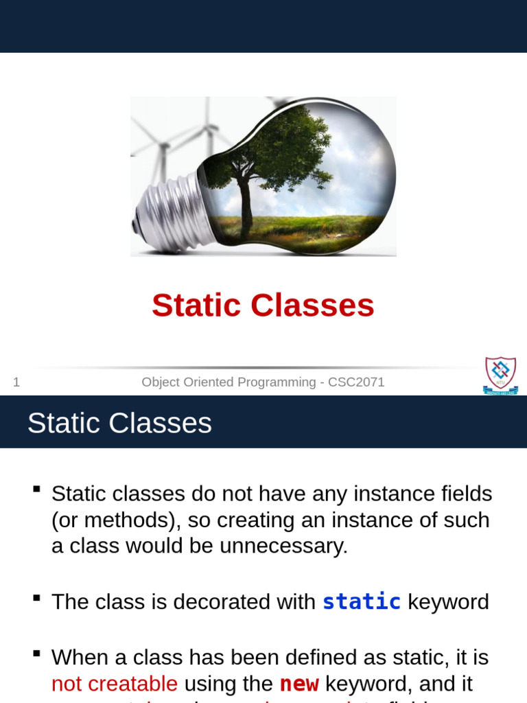 COC2071 - Session 06 (C) (Static Fields, Methods, Constructors, & Classes) | PDF | Class ...